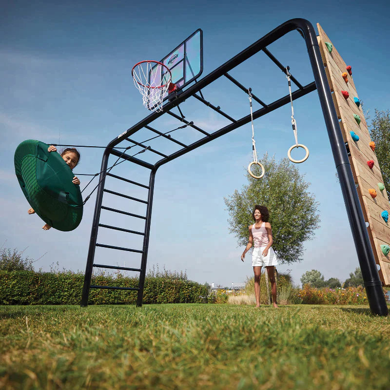 BERG PlayBase Large with Disc Seat Swing, Rings and Climbing Wall with ...